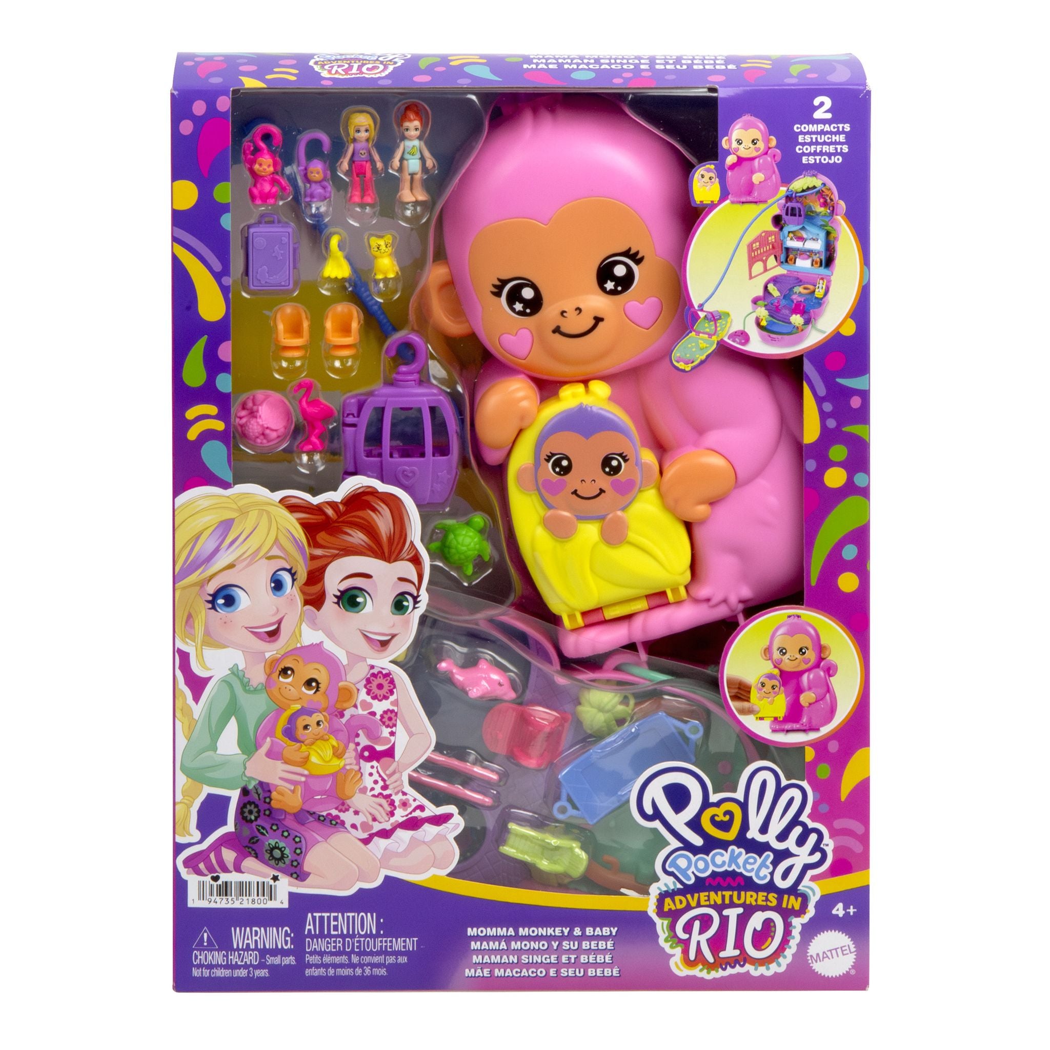 Polly Pocket Momma Monkey Baby Wearable Compact